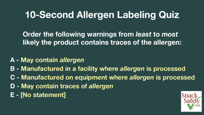 Take Our 10-Second Allergen Labeling Quiz - SnackSafely.com