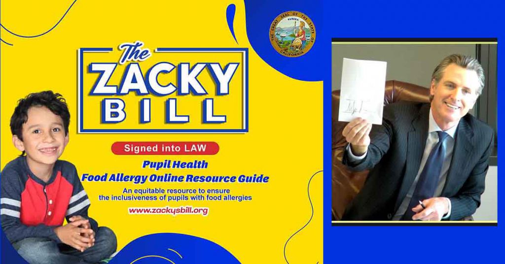 Zacky's Bill to Help Prevent Anaphylaxis in Schools Signed into Law by ...