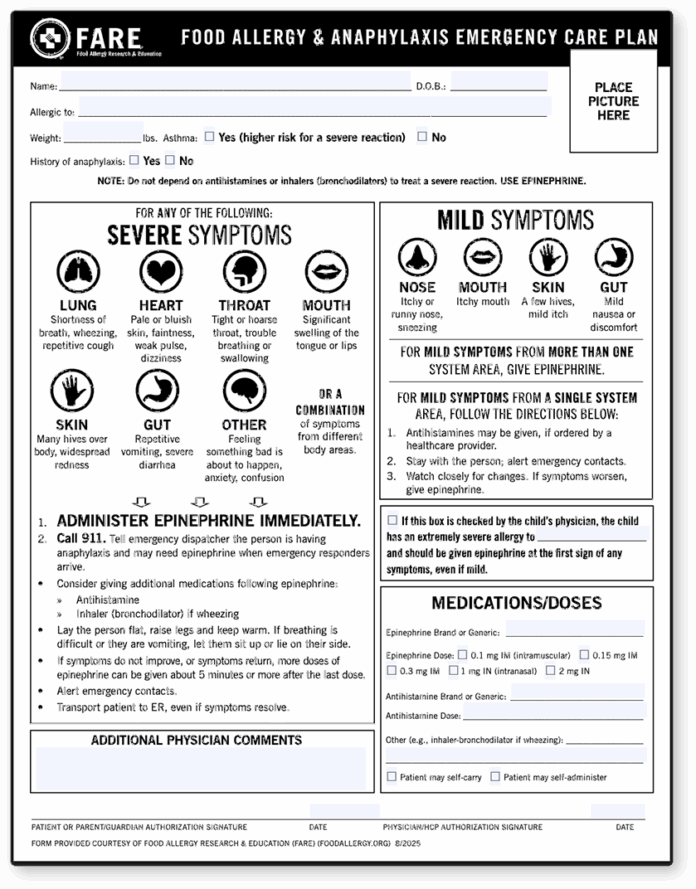 Now is the time to update your child's food allergy emergency plan for ...